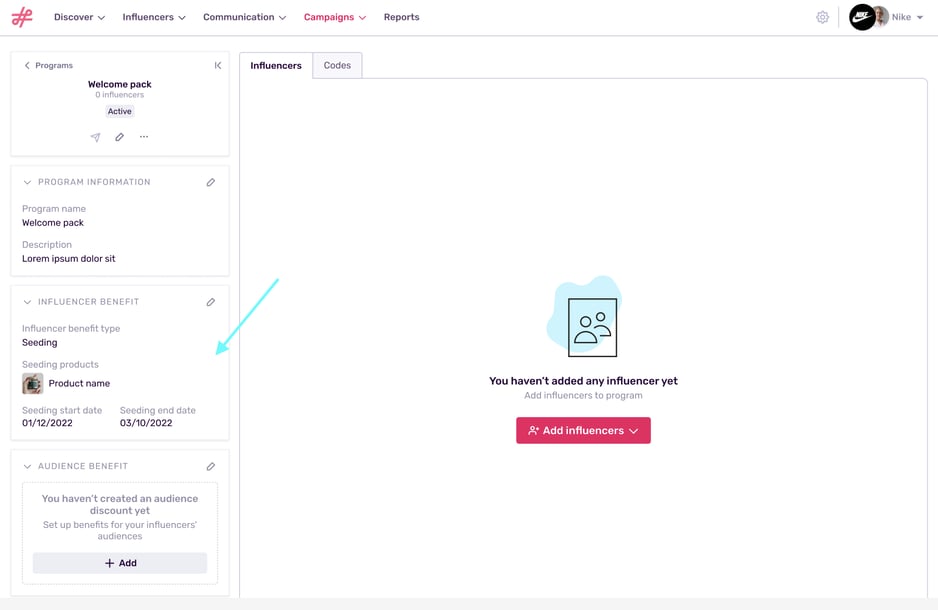 How to Add Influencer and Audience Codes