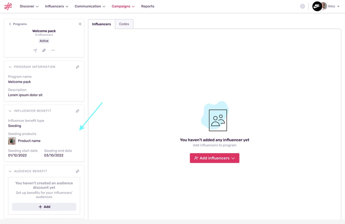 How to Add Influencer and Audience Codes
