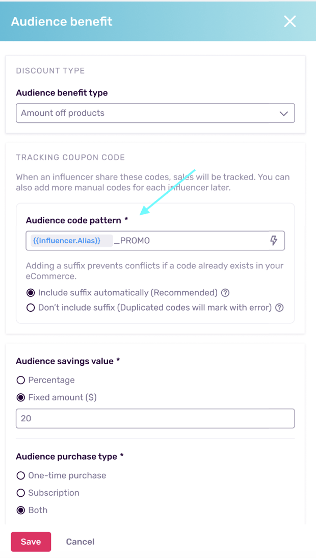 How to Add Influencer and Audience Codes