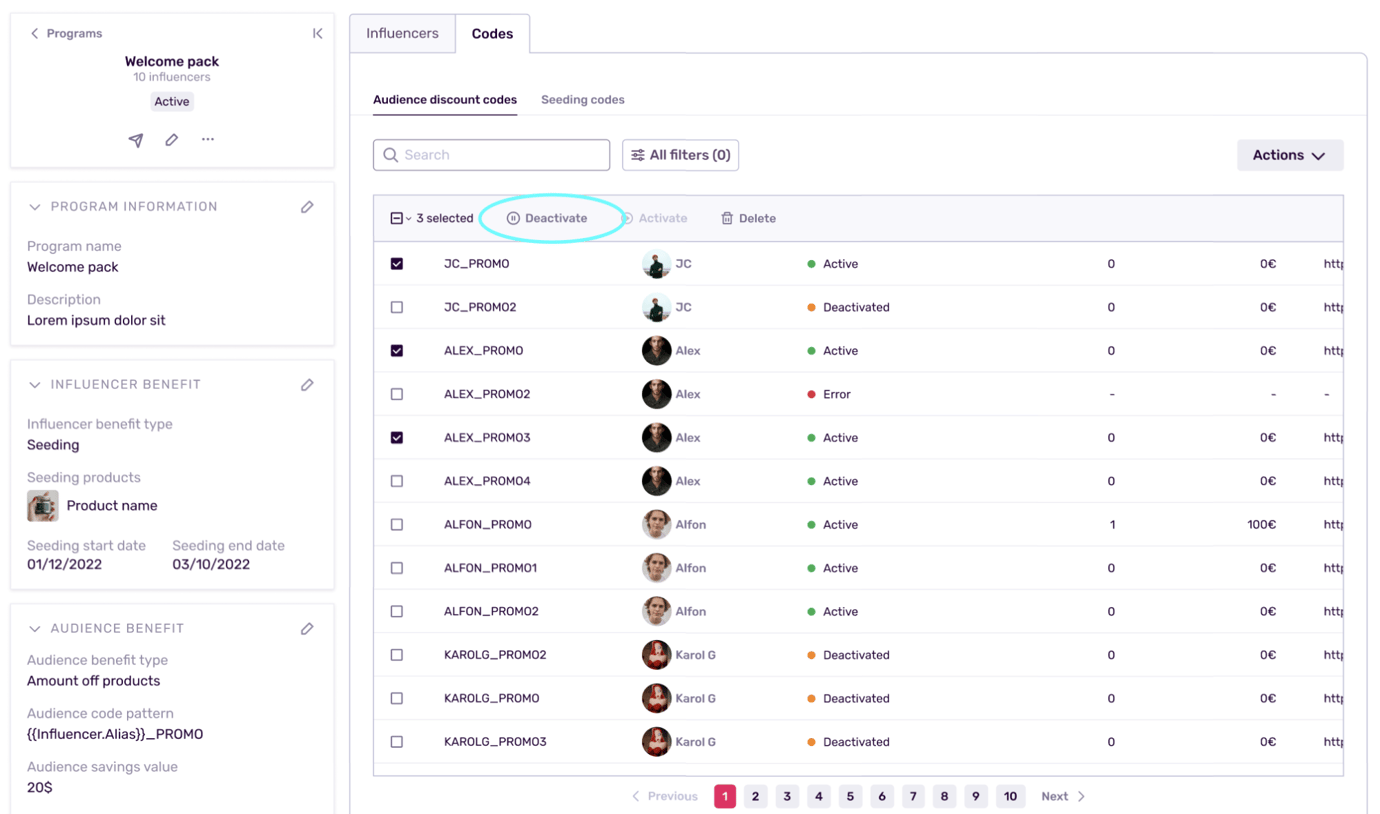 How to Add Influencer and Audience Codes