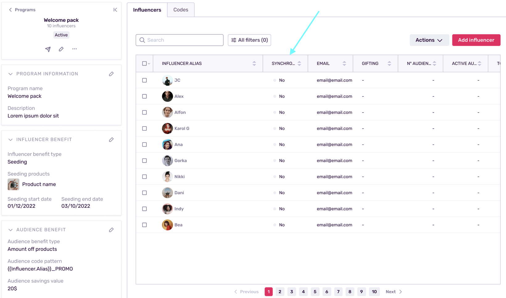 How to Add Influencers to Programs