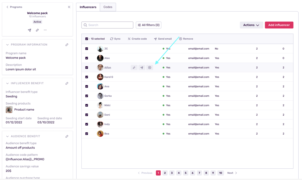 How to Add Influencers to Programs