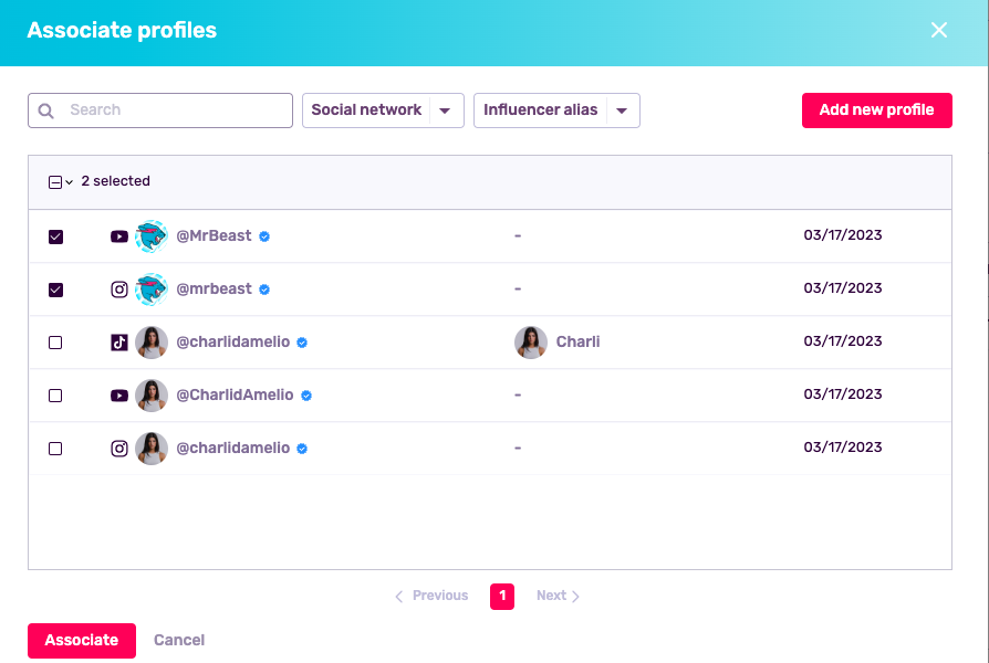 How to Associate a Profile to an Influencer