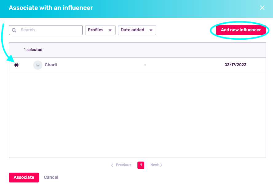 How to Associate a Profile to an Influencer