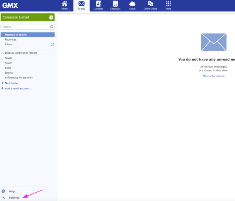 Linking GMX via IMAP