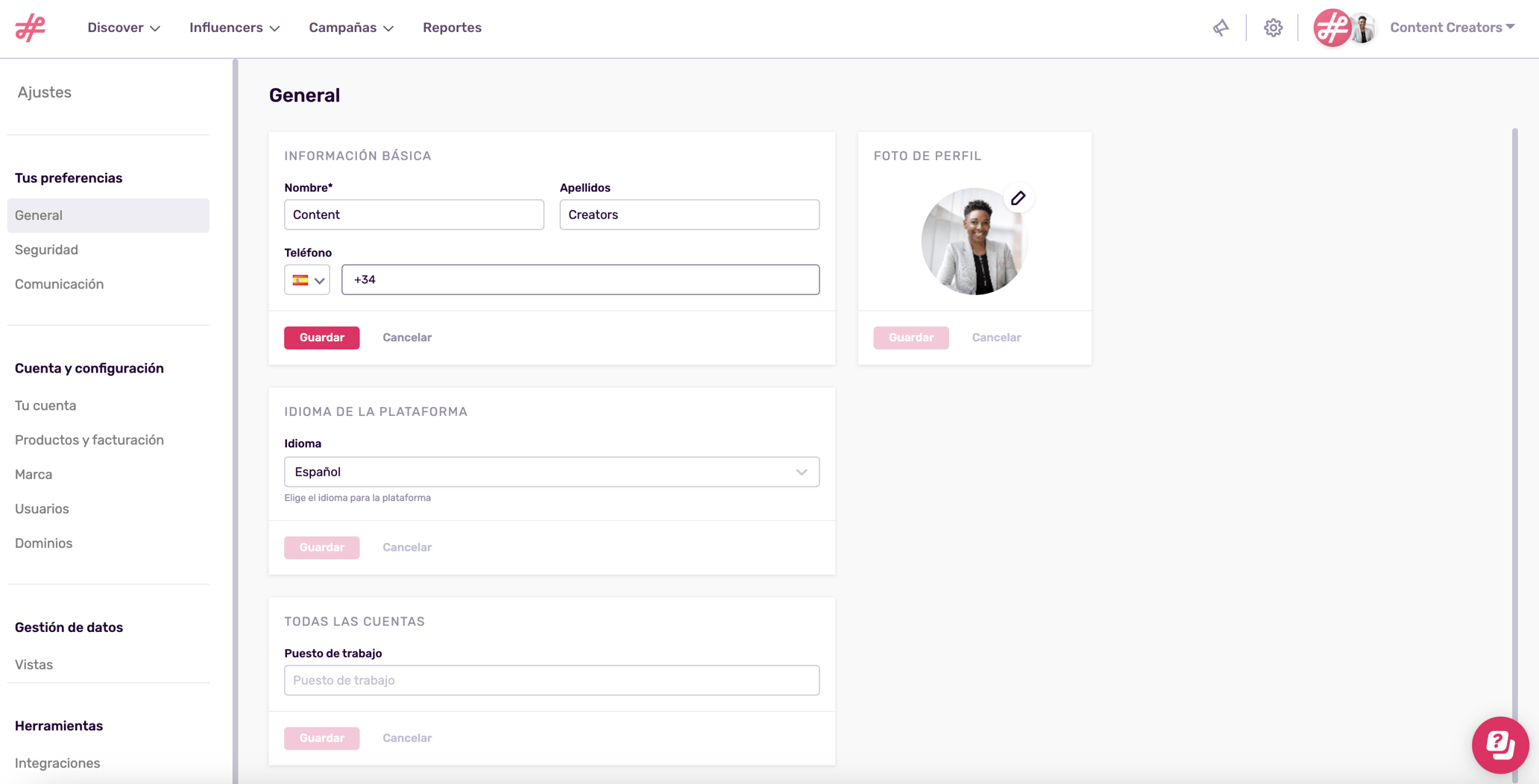 Gestiona tu perfil de usuario y preferencias