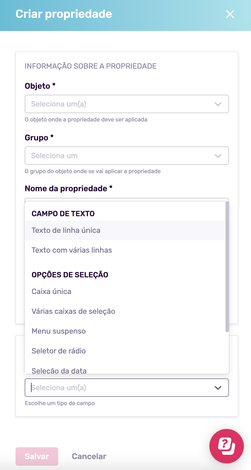 Como configurar propriedades personalizadas